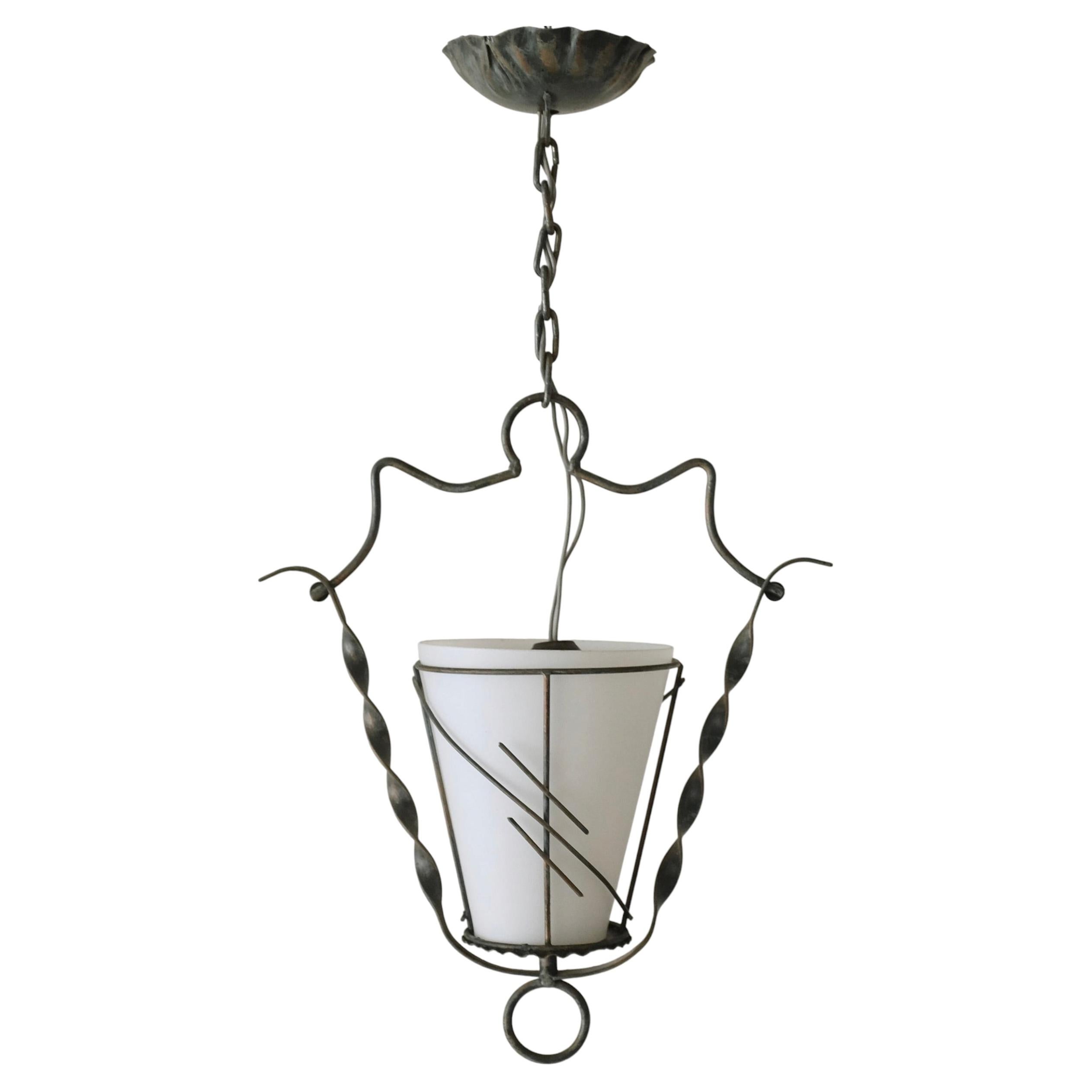 Swedish Grace Metal and Glass Pendant possibly by David Wretling For ...