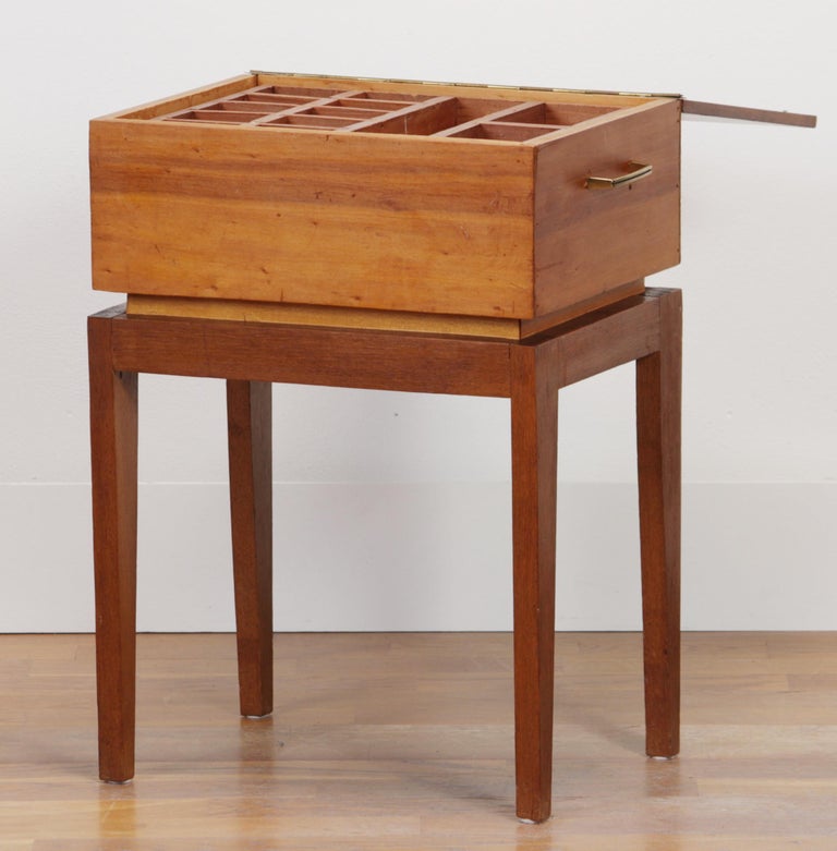 1950s Teak and Pine Sewing Side Table For Sale at 1stDibs