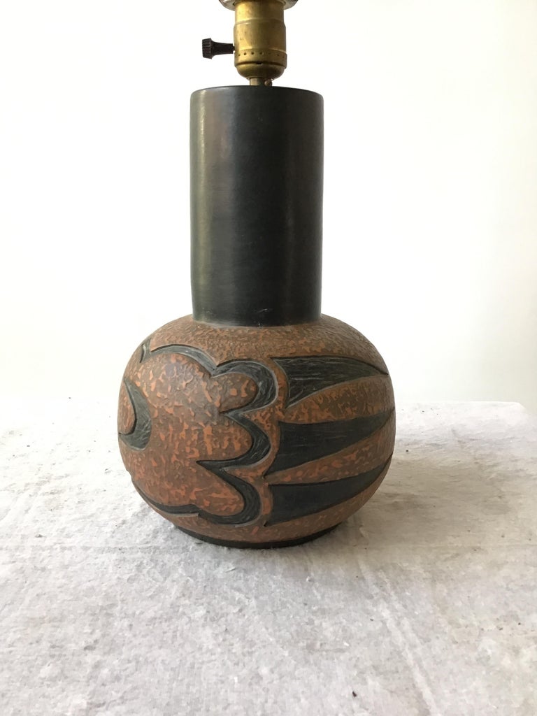 1950s Terracotta Aztec Table Lamp at 1stDibs