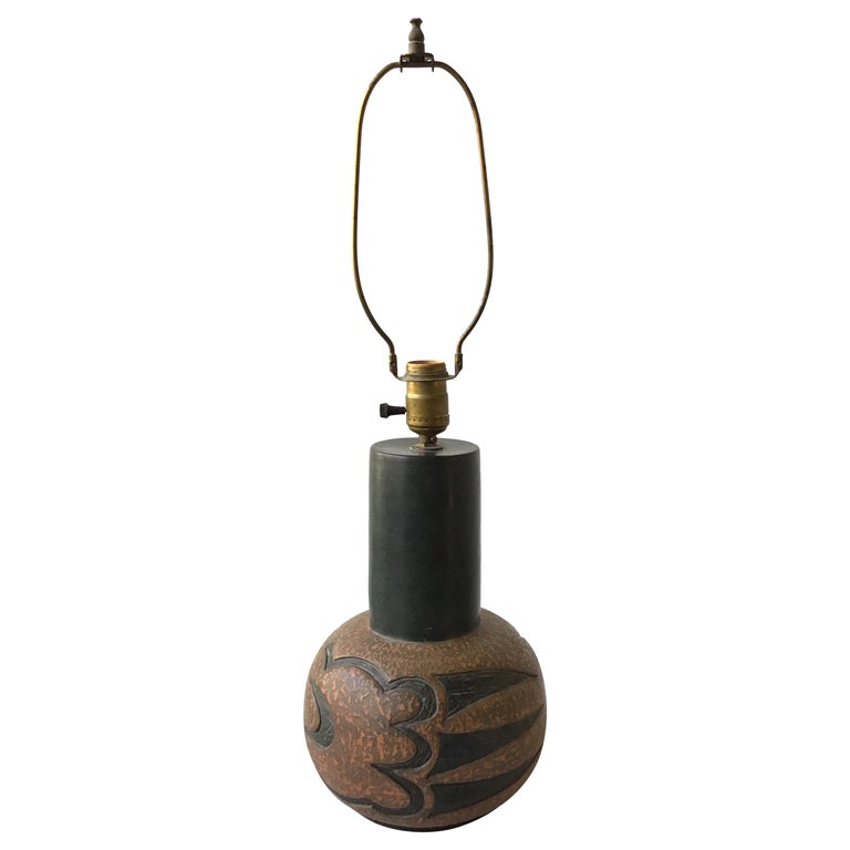 1950s Terracotta Aztec Table Lamp at 1stDibs