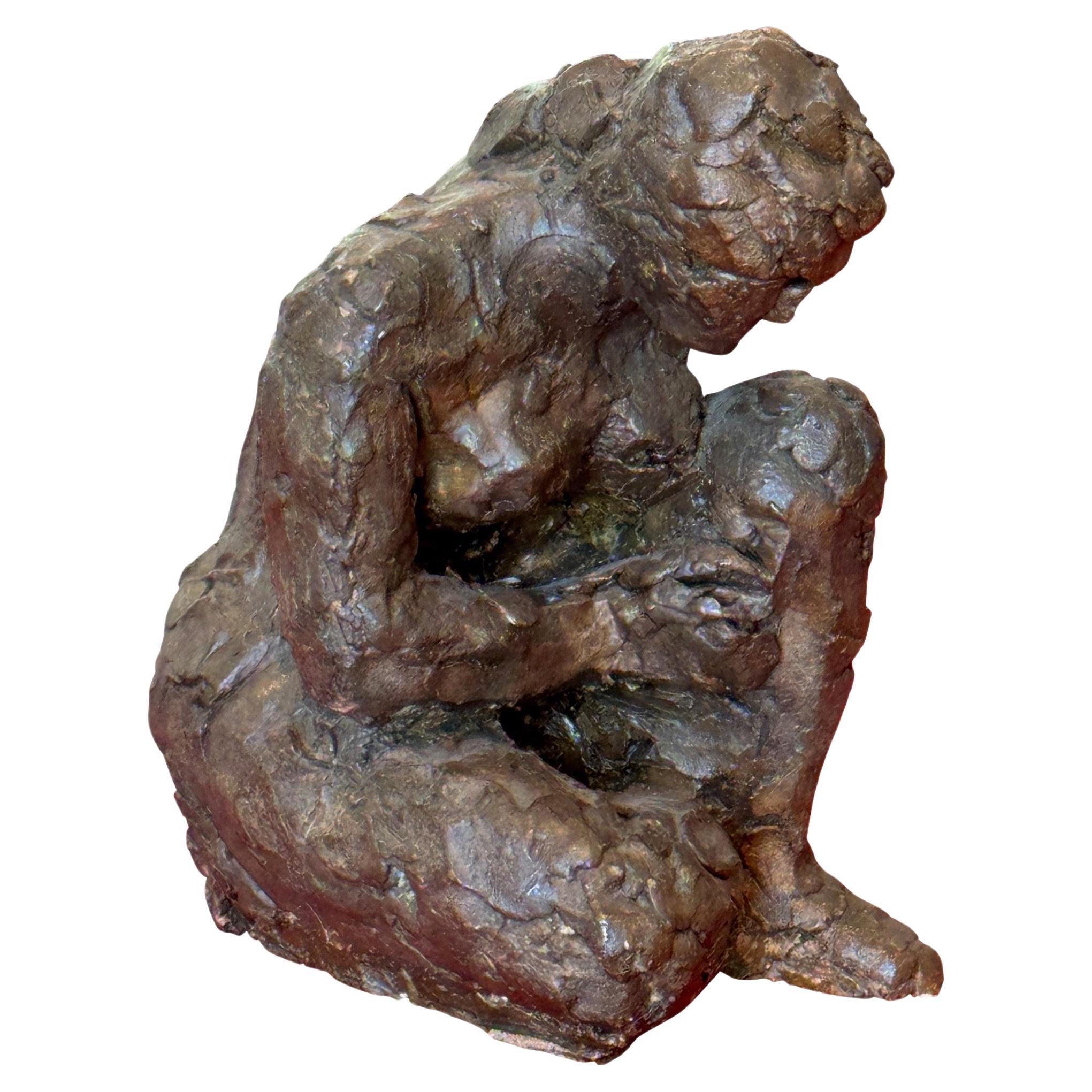 1950s Terracotta Sculpture of Crouching Woman For Sale at 1stDibs