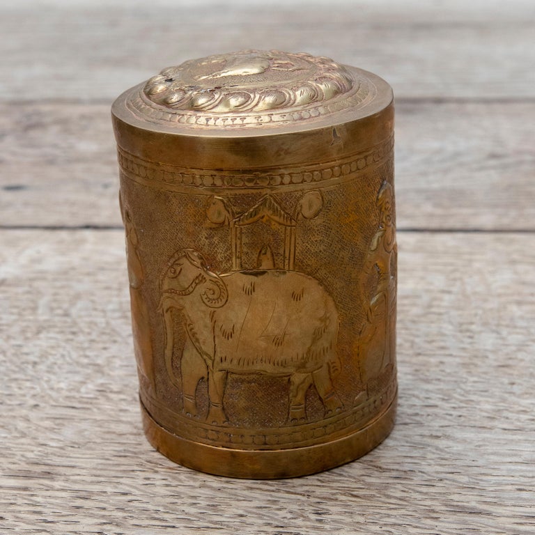 1950s Tibetan Hand-Carved Metal Box with a Costumbrist Scene For Sale ...
