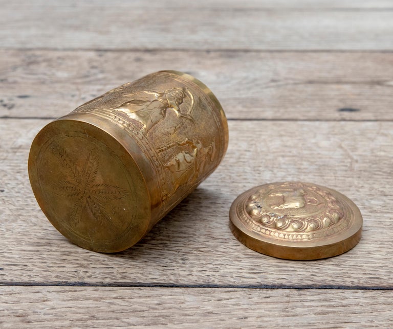 1950s Tibetan Hand-Carved Metal Box with a Costumbrist Scene For Sale ...