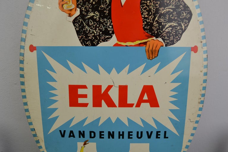 1950s Tin Advertising Beer Sign for Belgian Beer Ekla, Brewery ...