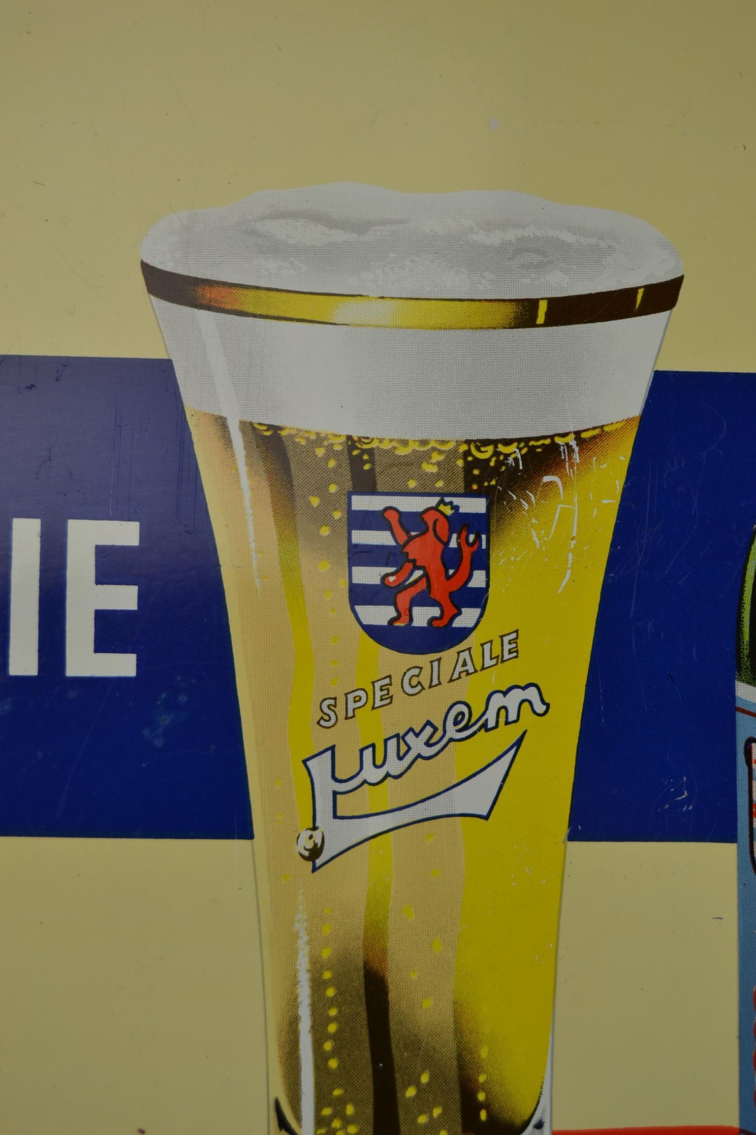 1950s Tin Advertising Sign for Belgian Beer Brasserie Maire For Sale at ...