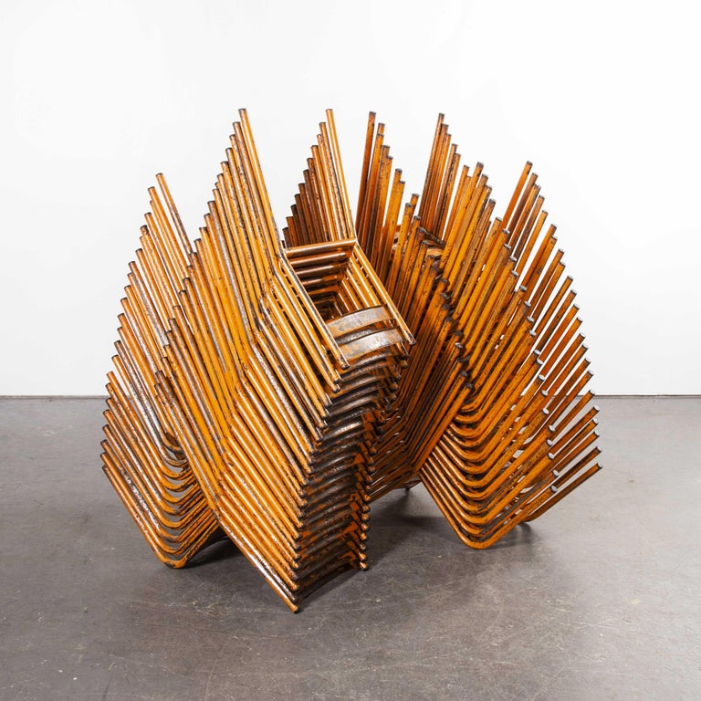 1950s Toledo Orange Metal Stacking Outdoor Chairs, Good Quantity ...