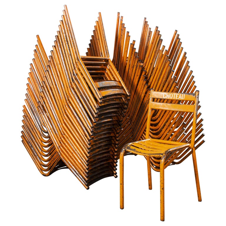 1950s Toledo Orange Metal Stacking Outdoor Chairs, Good Quantity ...