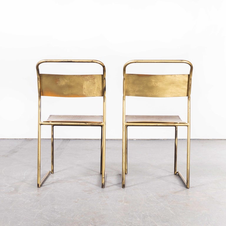 1950's Tubular Metal Gold Dining Chairs, Pair For Sale at 1stDibs