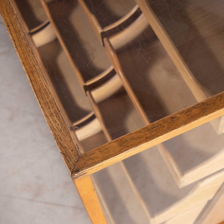 1950s Twenty Drawer Glass Haberdashery Shop Counter For Sale at 1stDibs