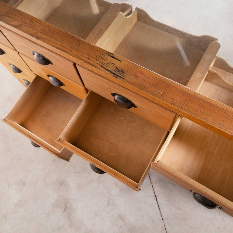 1950s Twenty Drawer Glass Haberdashery Shop Counter For Sale at 1stDibs