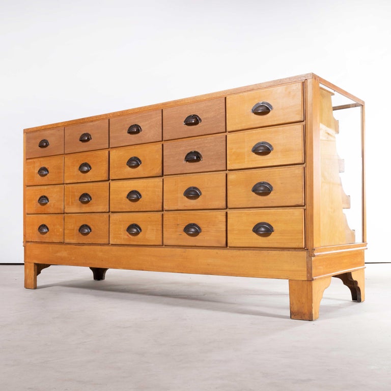 1950s Twenty Drawer Glass Haberdashery Shop Counter For Sale at 1stDibs