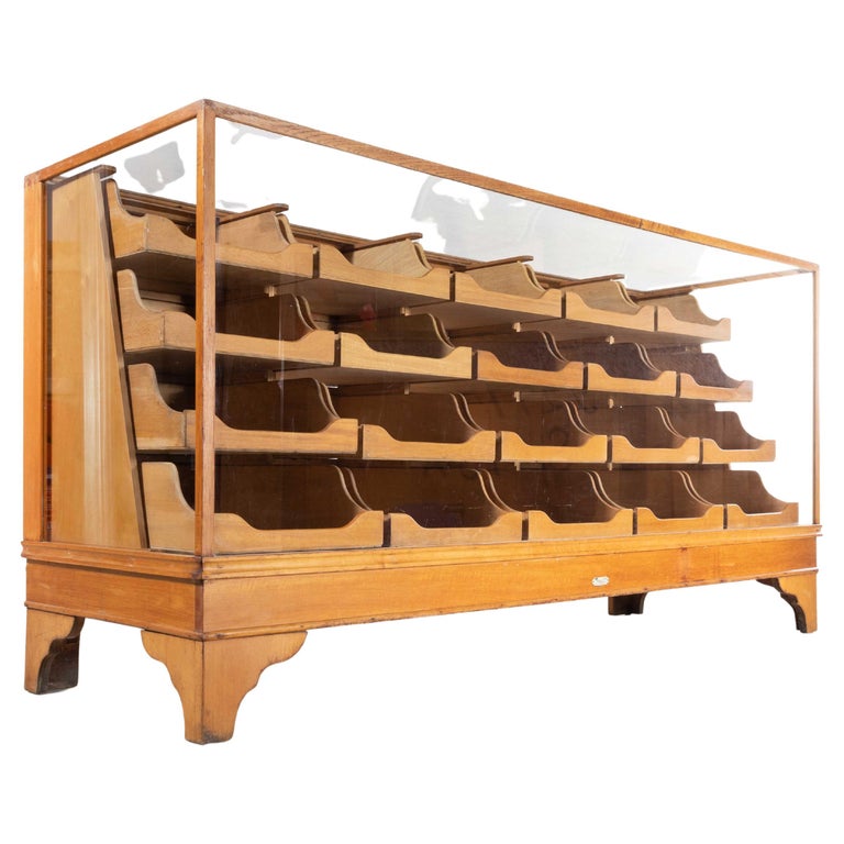 1950s Twenty Drawer Glass Haberdashery Shop Counter For Sale at 1stDibs