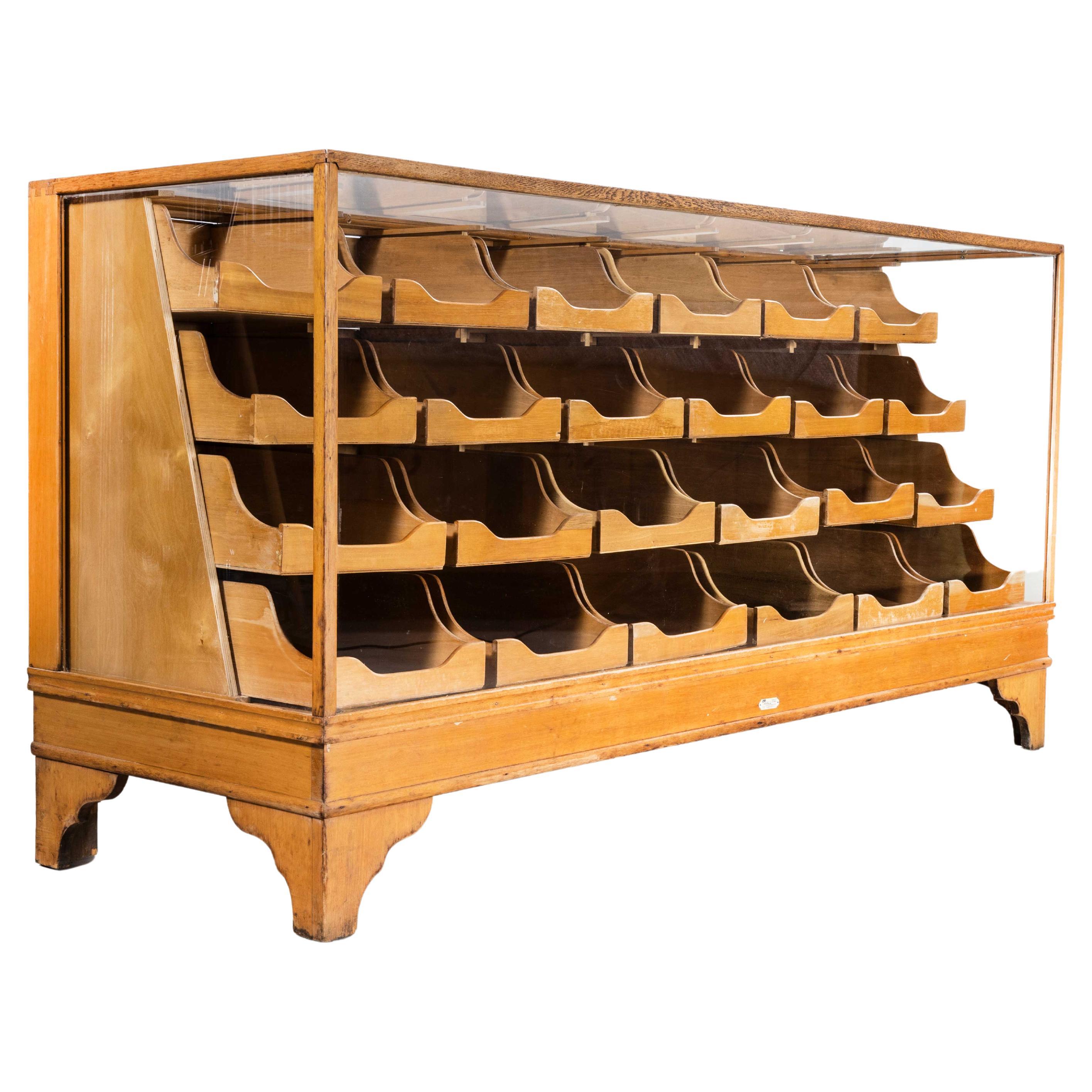 1950s Twenty Drawer Glass Haberdashery Shop Counter For Sale at 1stDibs