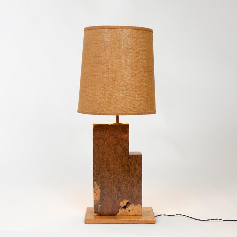 1950s Unattributed American Craftsman Burled Wood Slab Table Lamp For ...