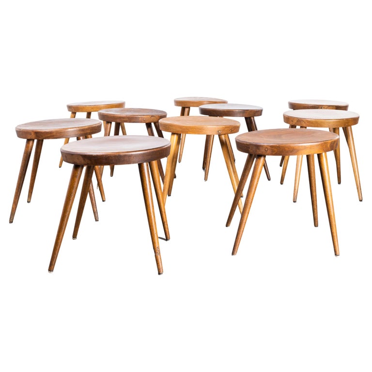 1950s Upcycled Baumann Stools Set of Ten For Sale at 1stDibs