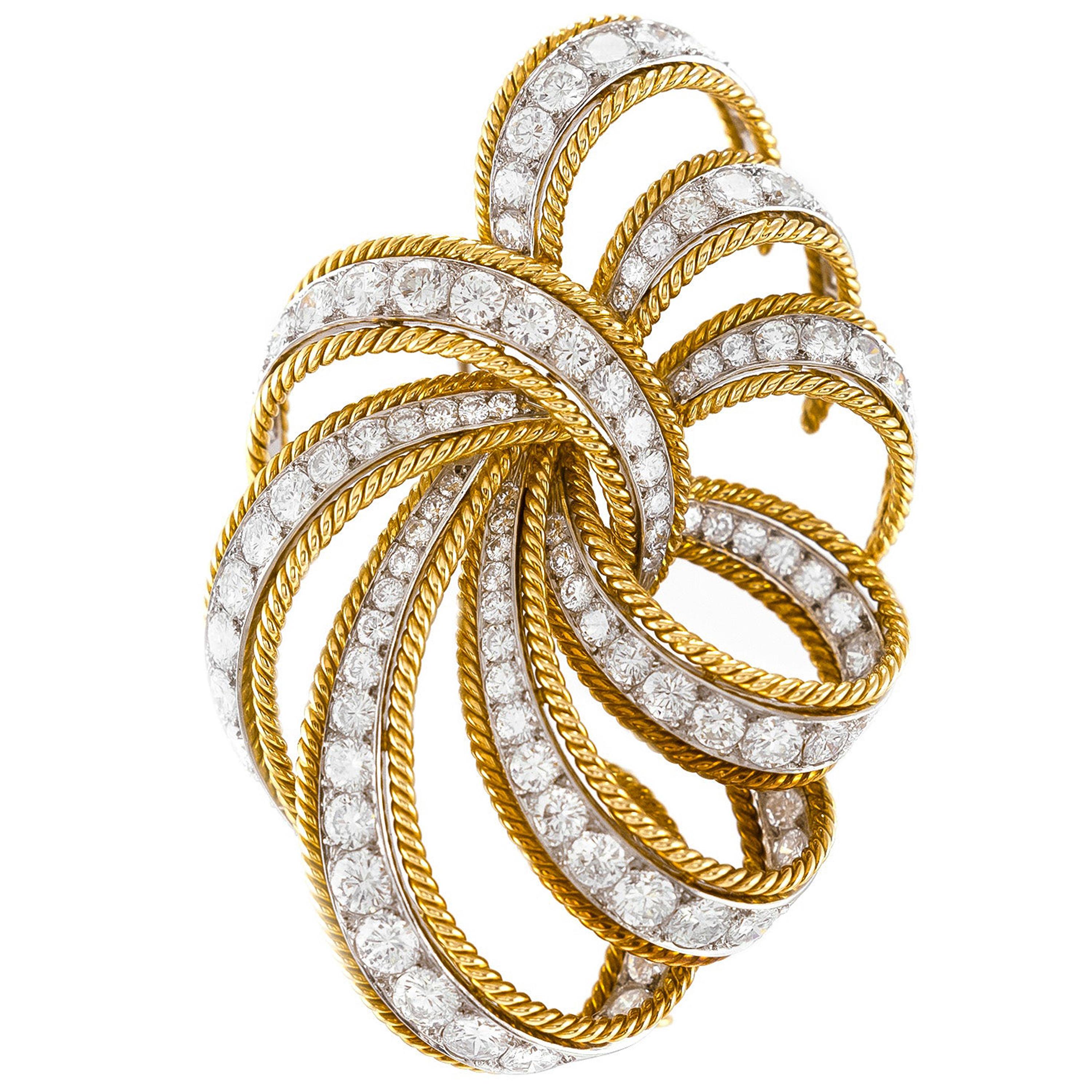 VAN CLEEF and ARPELS NEW YORK Emerald and Diamond Brooch at 1stDibs