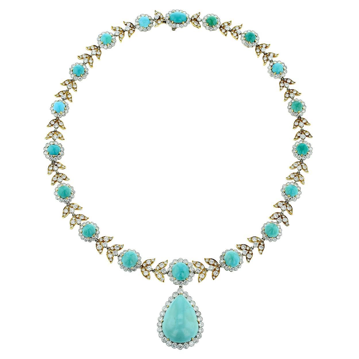 A Magnificent Turquoise and Diamond Parure by Van Cleef at 1stDibs