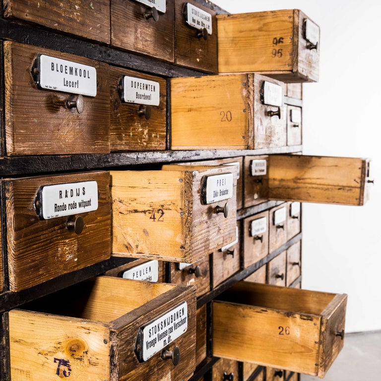 1950's Very Large Dutch Seed Bank Of Drawers, One Hundred Drawers '1673 ...