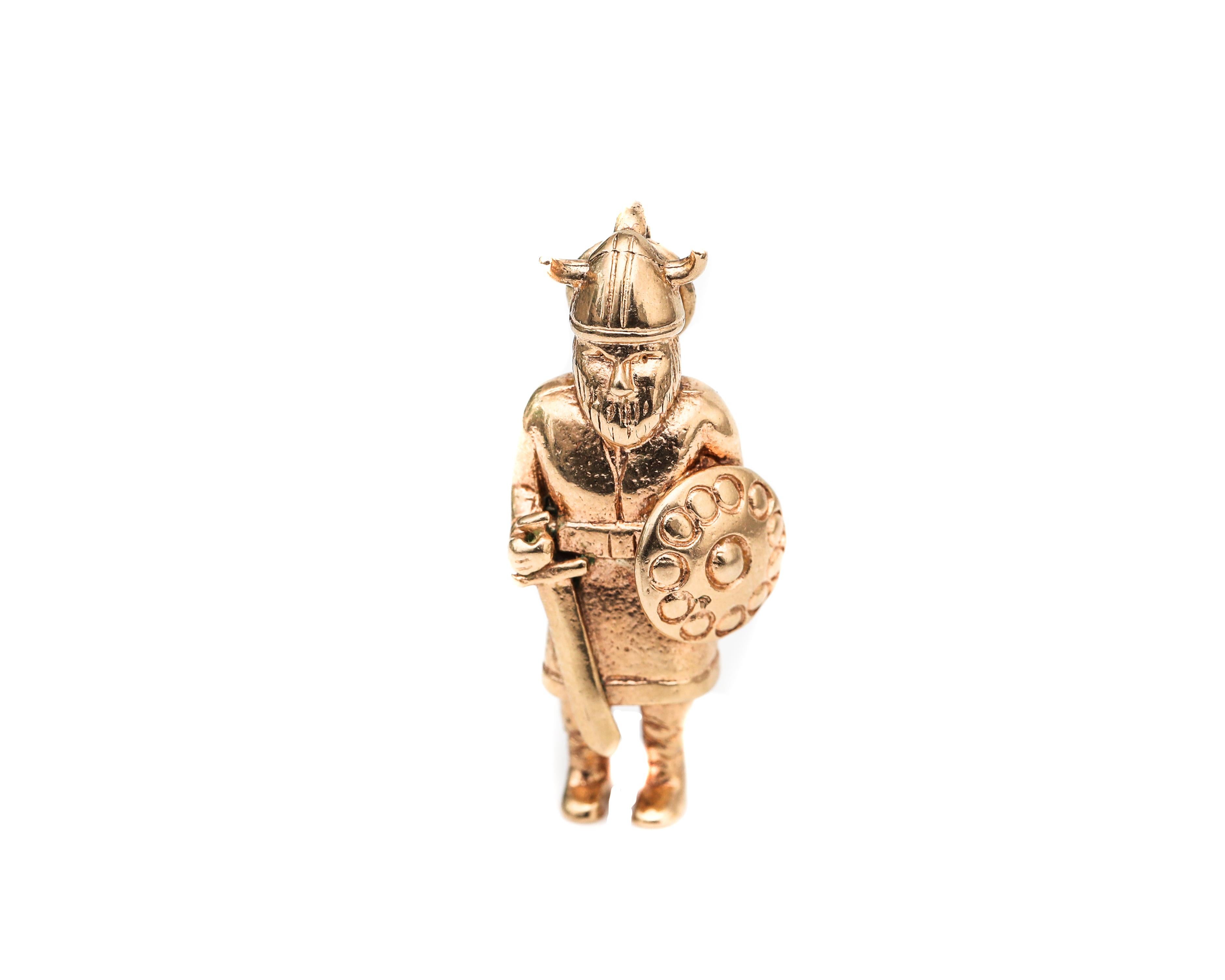 1950s Viking Charm Pendant in 14 Karat Yellow Gold at 1stDibs