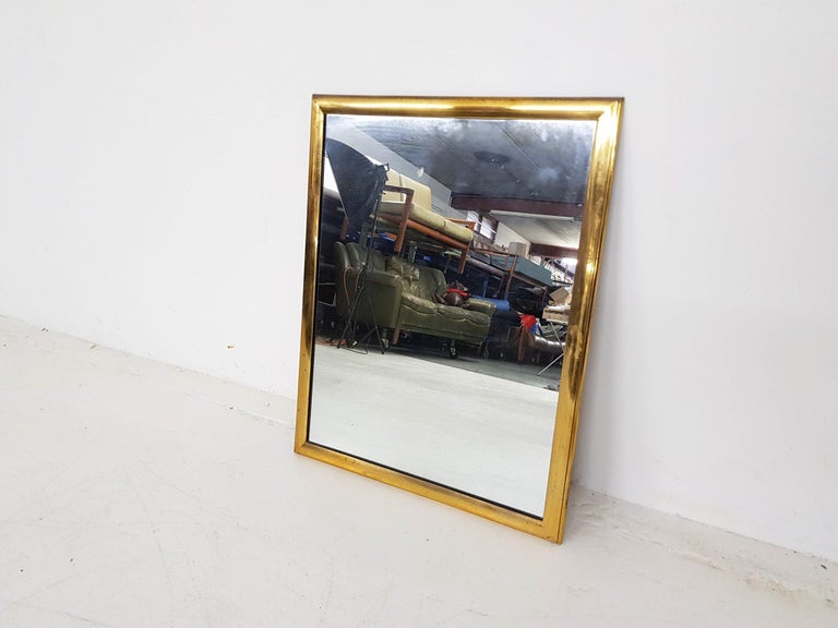 1950s Vintage Brass Rectangle Mirror For Sale at 1stDibs