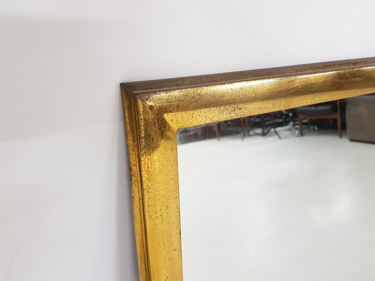 1950s Vintage Brass Rectangle Mirror For Sale at 1stDibs