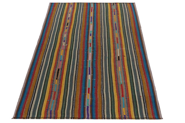 1950s Vintage Kilim in Multicolor Striped Patterns, Polychromatic by ...