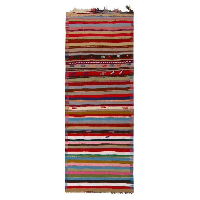 1950s Vintage Chaput Kilim in Rainbow Stripes, Geometric Rug by Rug and ...