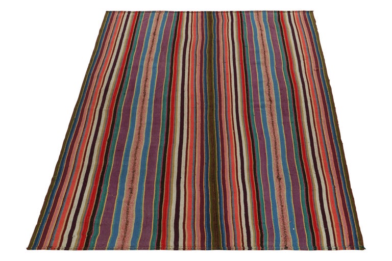 1950s Vintage Chaput Kilim Rug in Multicolor Stripes, Patterns by Rug ...