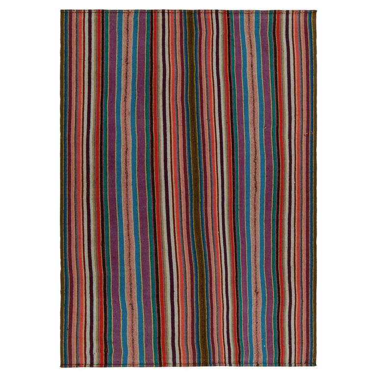 1950s Vintage Chaput Kilim Rug in Multicolor Stripes, Patterns by Rug ...
