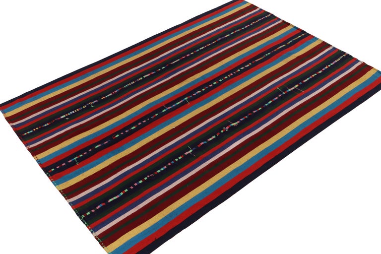 1950s Vintage Chaput Kilim Rug in Polychromatic Stripe Pattern by Rug ...
