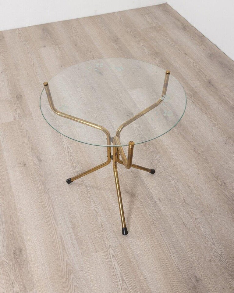 1950s Vintage Coffee Table with Decorated Glass Italian Design For Sale ...