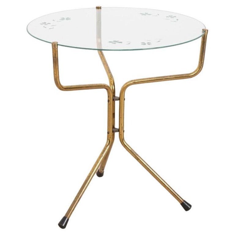 1950s Vintage Coffee Table with Decorated Glass Italian Design For Sale ...