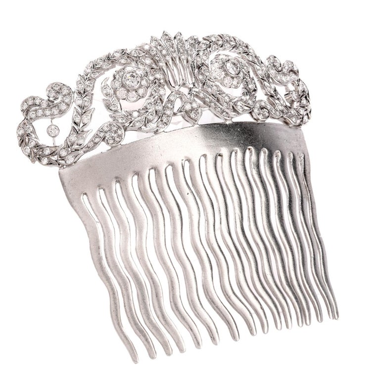 1950s Vintage Diamond 18 Karat White Gold Hair Comb at 1stDibs