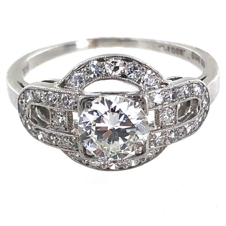 1950s Vintage Diamond Platinum Engagement Ring at 1stDibs