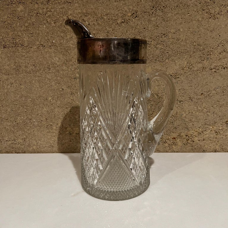 1950s Vintage Elegance Fancy Service Pitcher Cut Crystal Glass Silver ...