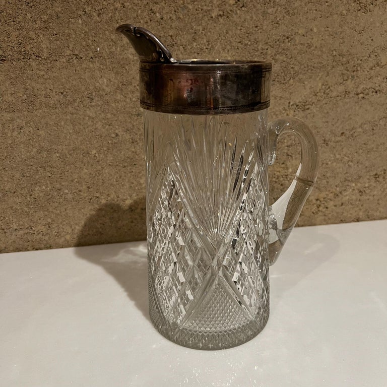 1950s Vintage Elegance Fancy Service Pitcher Cut Crystal Glass Silver ...