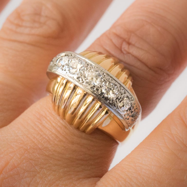 1950s Vintage Gadroons Diamond 18 Karat Yellow Gold Ring For Sale at ...