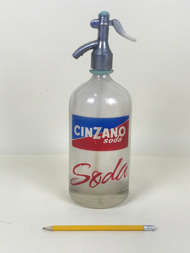 1950s Vintage Glass Italian Soda Syphon Seltzer Logo Cinzano Soda Bar ...