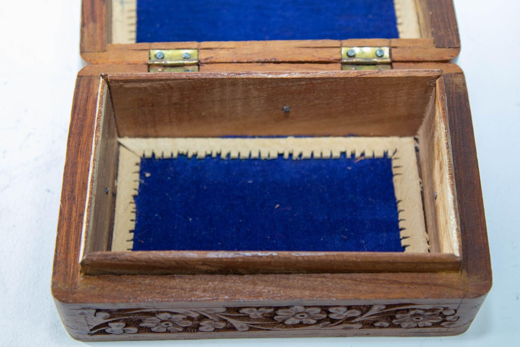 1950s Vintage Hand Carved Wooden Kashmiri Jewelry Box India For Sale at ...