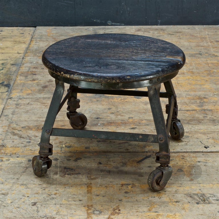 Vintage Industrial Oak + Iron Filing Step Stool Rustic Kitchen Library ...