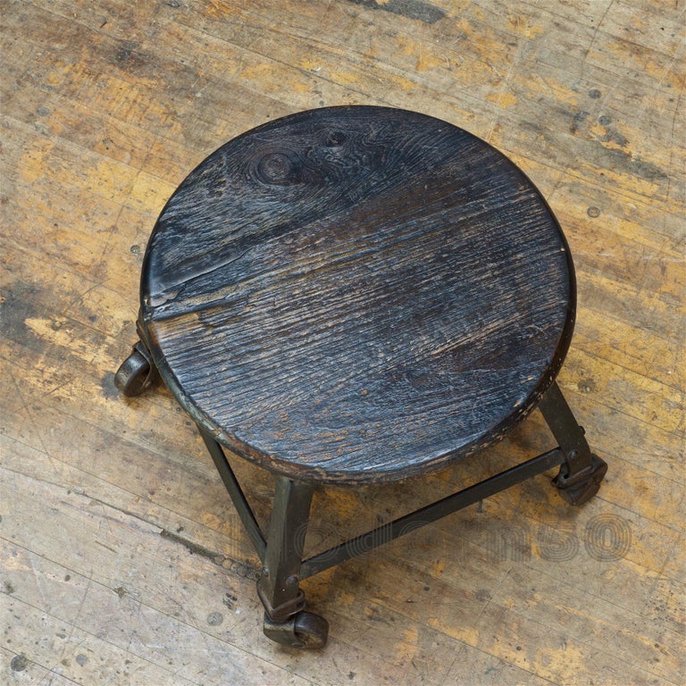 Vintage Industrial Oak + Iron Filing Step Stool Rustic Kitchen Library ...