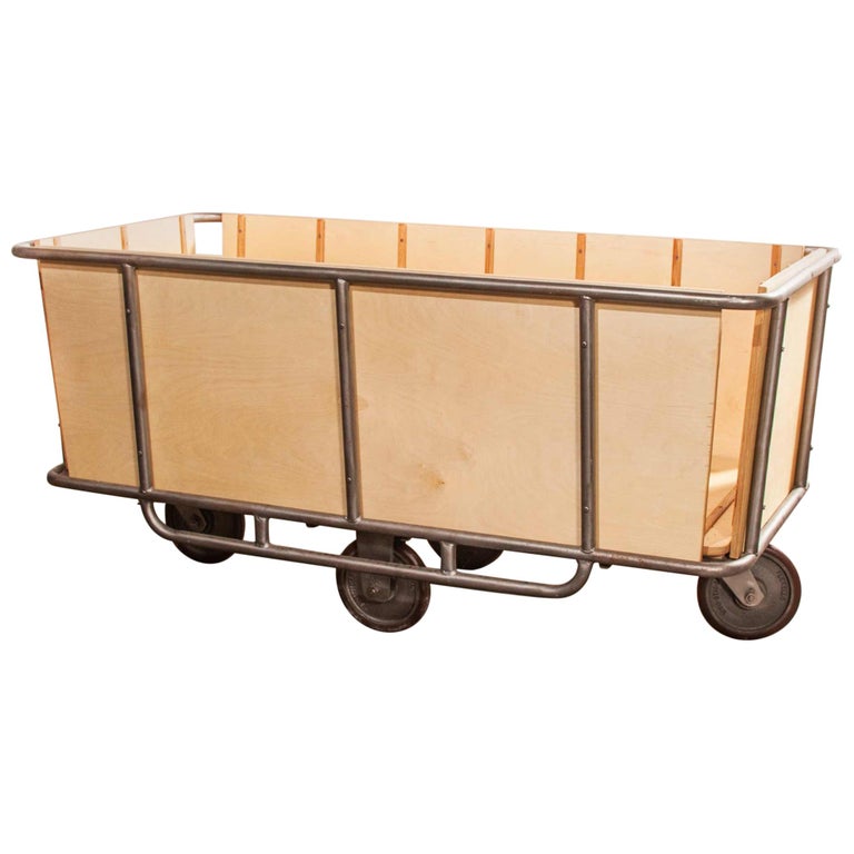 1950s Vintage Industrial Textile Trolley on Wheels with Original Frame ...