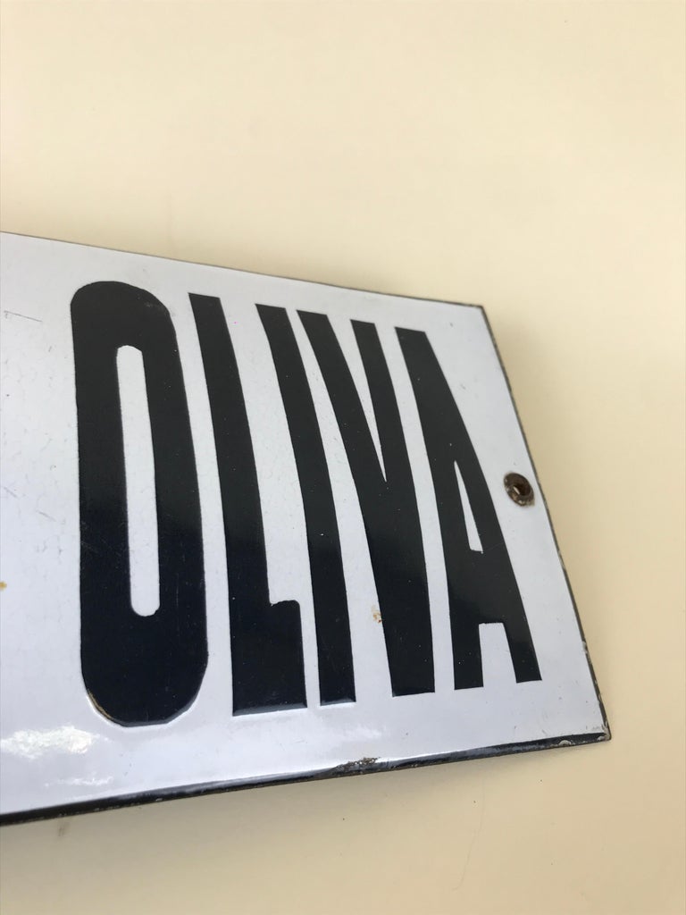 1950s Vintage Italian Enamel Metal Curved Sign "Olio Oliva", 'Olive Oil ...