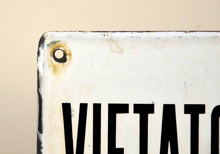1950s Vintage Italian Enamel Metal Sign Vietato l'Ingresso or No Entry ...