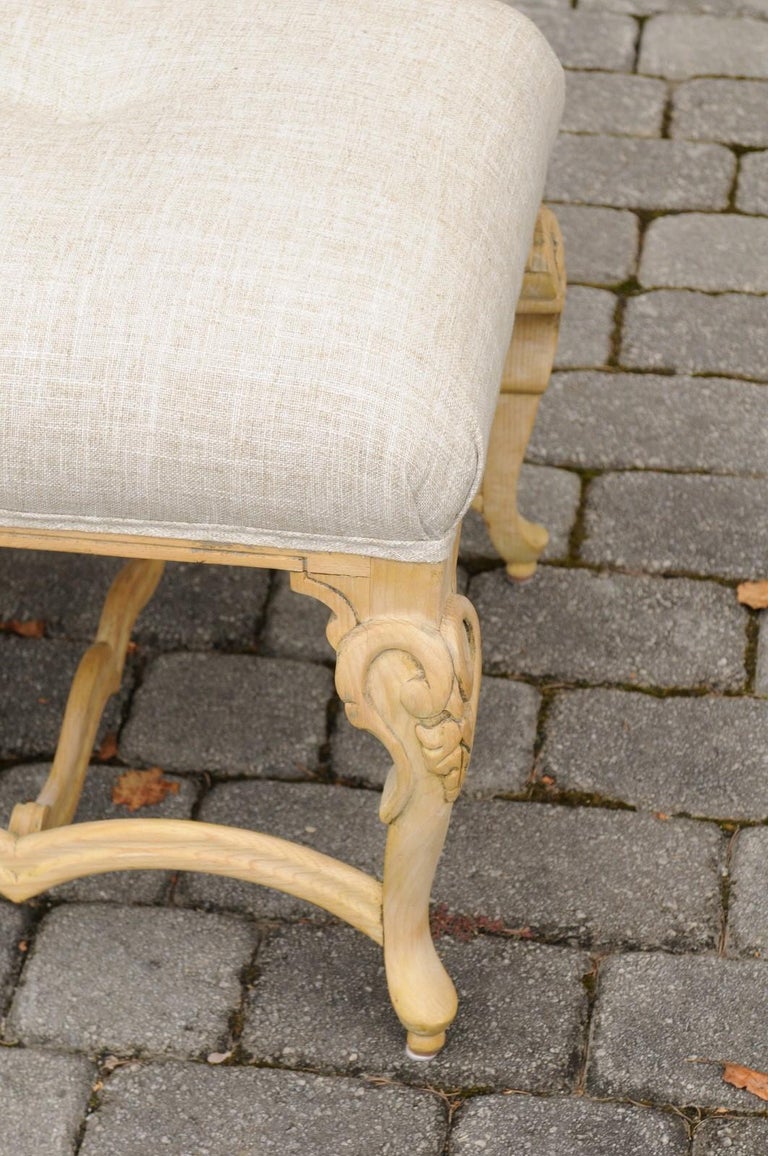 1950s Vintage Italian Rococo Style Ottoman with Cabriole Legs and New ...