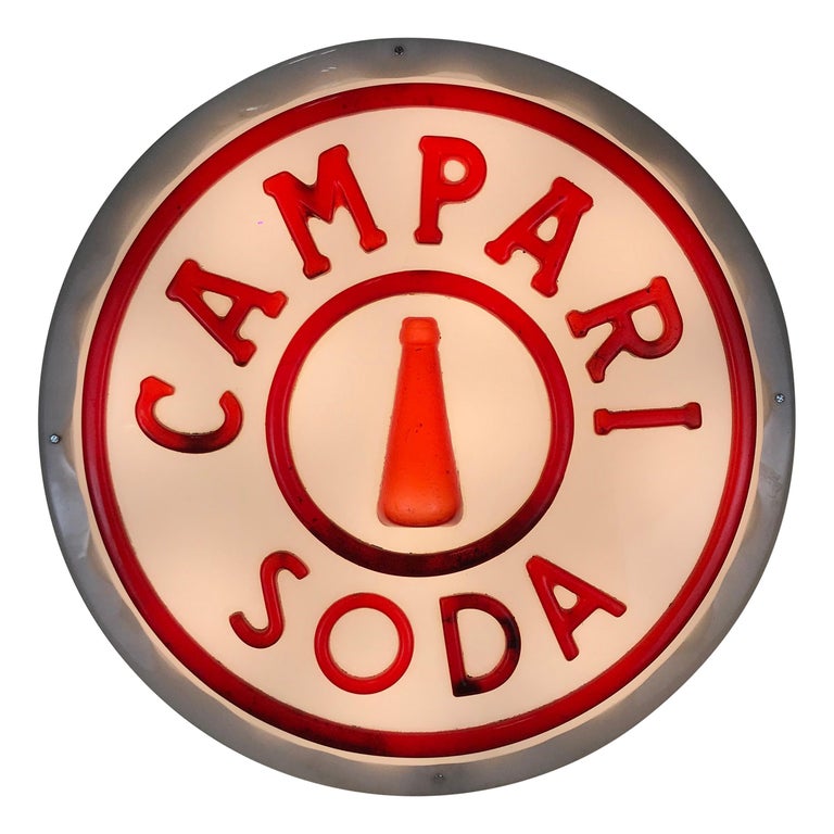 1950s Vintage Italian White and Red Campari Soda Illuminated Plug ...