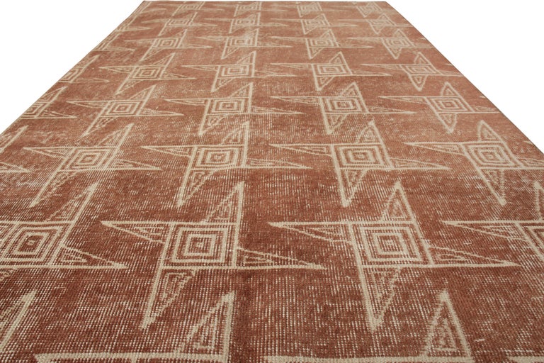 1950s Vintage Midcentury Rug Beige Brown Art Deco Pattern by Rug and ...