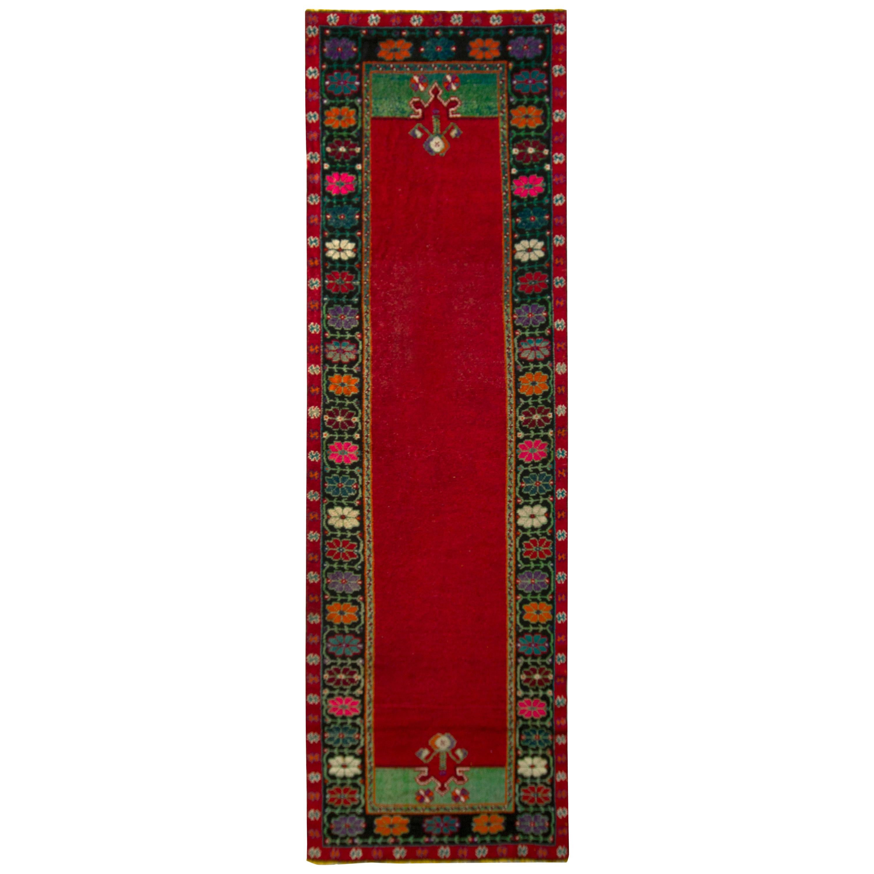 1950s Vintage Midcentury Gabbeh Runner Red Arts and Crafts Rug by Rug ...