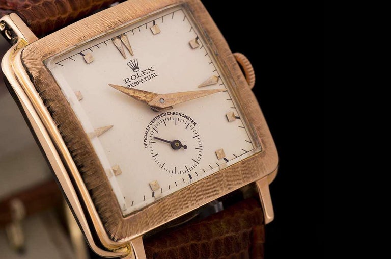 1950s Vintage Rolex Rose Gold Cream Dial Automatic Movement Wristwatch ...