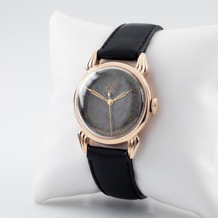 1950s Vintage Soviet Russia Mockba 14k Rose Gold Watch W/ Patina Dial ...